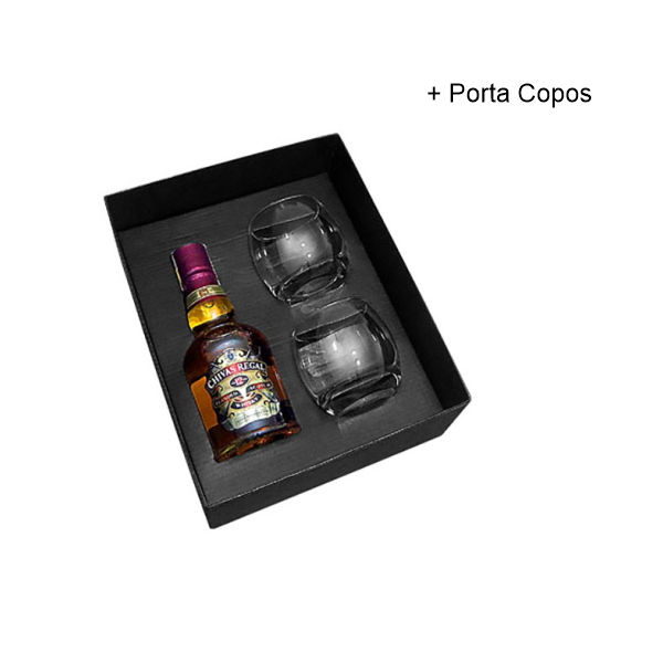 Kit Whisky Chivas Regal com Copo e Porta-Copo - Brindes Kaue